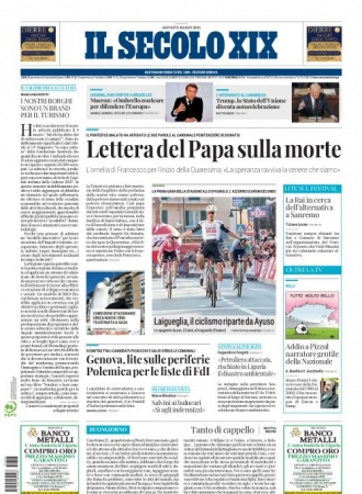 Giornali di Oggi Il Secolo XIX - Capa de hoje